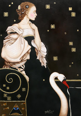 Leda y el cisne: Entre mujeres aladas y cisnes celestiales: Michael Parkes: