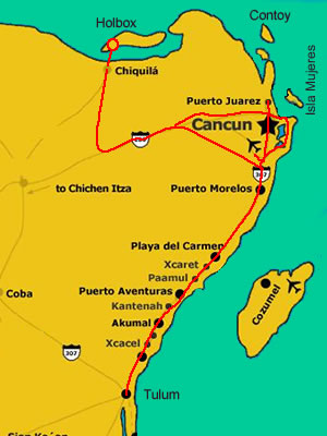 Vacaciones en Mexico: Mapas de la Isla Holbox en el Caribe mexicano