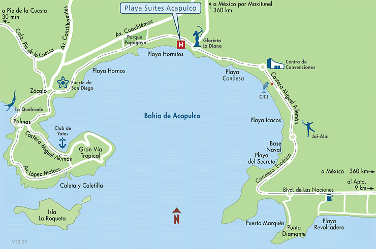 Vacaciones en Mexico: Mapa de las playas de Acapulco