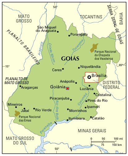 Playas de Brasil: Mapas del Estado de Goiás (Brasil)