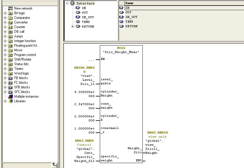 PLC (PAC) - SCADA solutions: Silo Material Weight Calculation