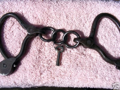 RestraintsBlog: ANTIQUE ADAMS IRON HANDCUFFS WITH KEY STAMPED 1862