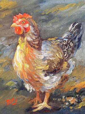 My French Easel: The Proud Hen - Oil Painting