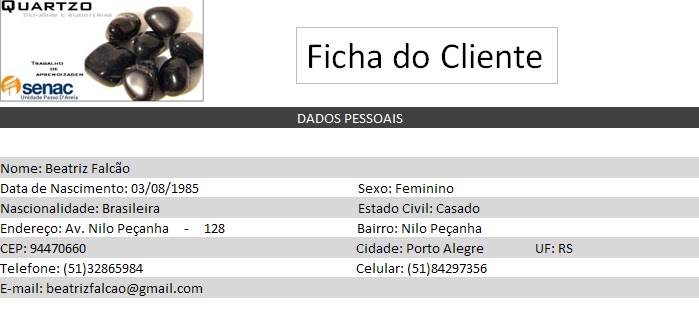 Quartzo: FICHAS DE CLIENTES