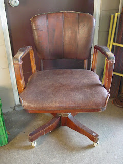 VINTAGE HIDE-OUT: Old Wood and Leather Office Chair by Sikes Co.