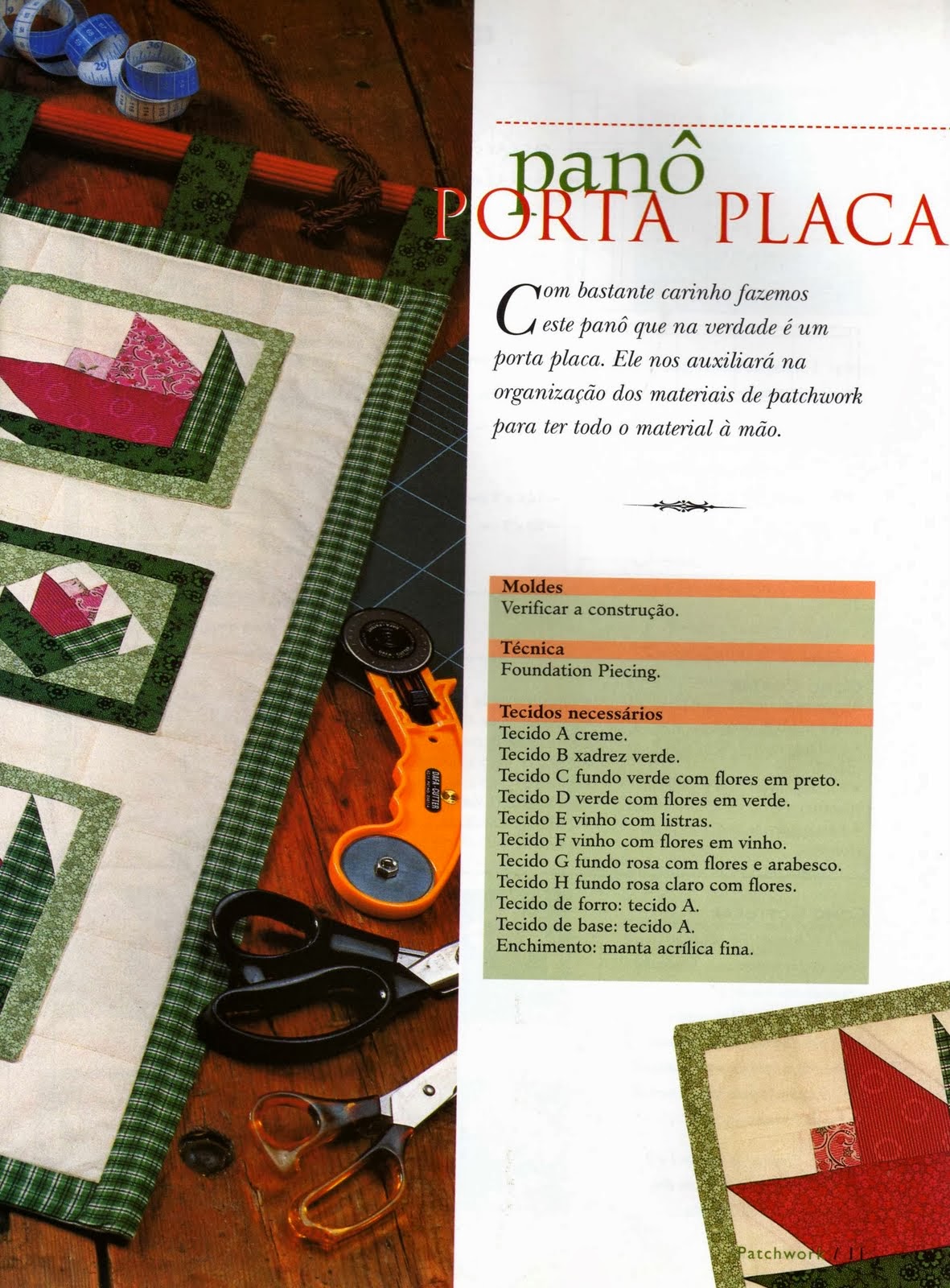 Confraria do Patchwork - Projetos: Painel com bolsos