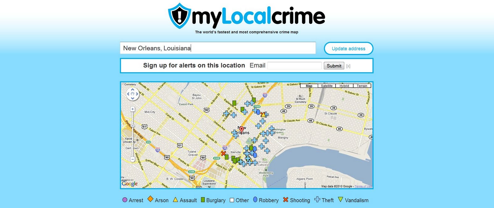 Crime Maps Around the World: New Orleans Louisiana Crime Map