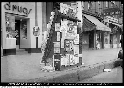 lost toronto: Vintage News Stands 1937
