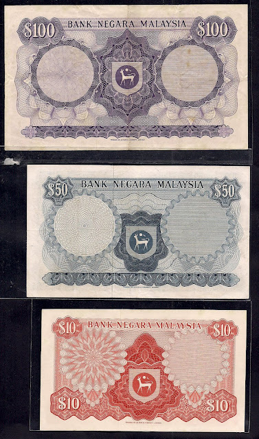 Malaysia Banknote & Coin: Malaysia 1st Series RM10,RM50 and RM100 with ...