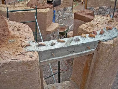Cob Studio Construction - Arivaca, Arizona: Cast-In-Place Lintel