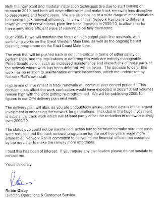 Solidarity and Unity: Network Rail letter to TOC's and FOC's