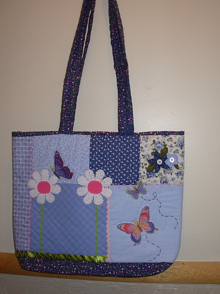 Que lindo Patchwork: Sacola Borboletas Azul