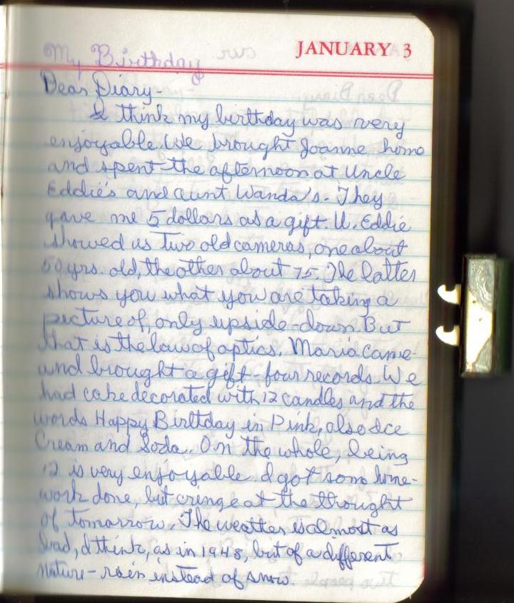 A Luminous Halo: Diary January 3, 1960: My Birthday!