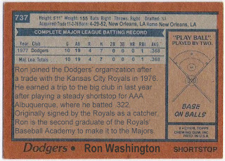 garvey cey russell lopes: the 1978 topps ron washington card that ...