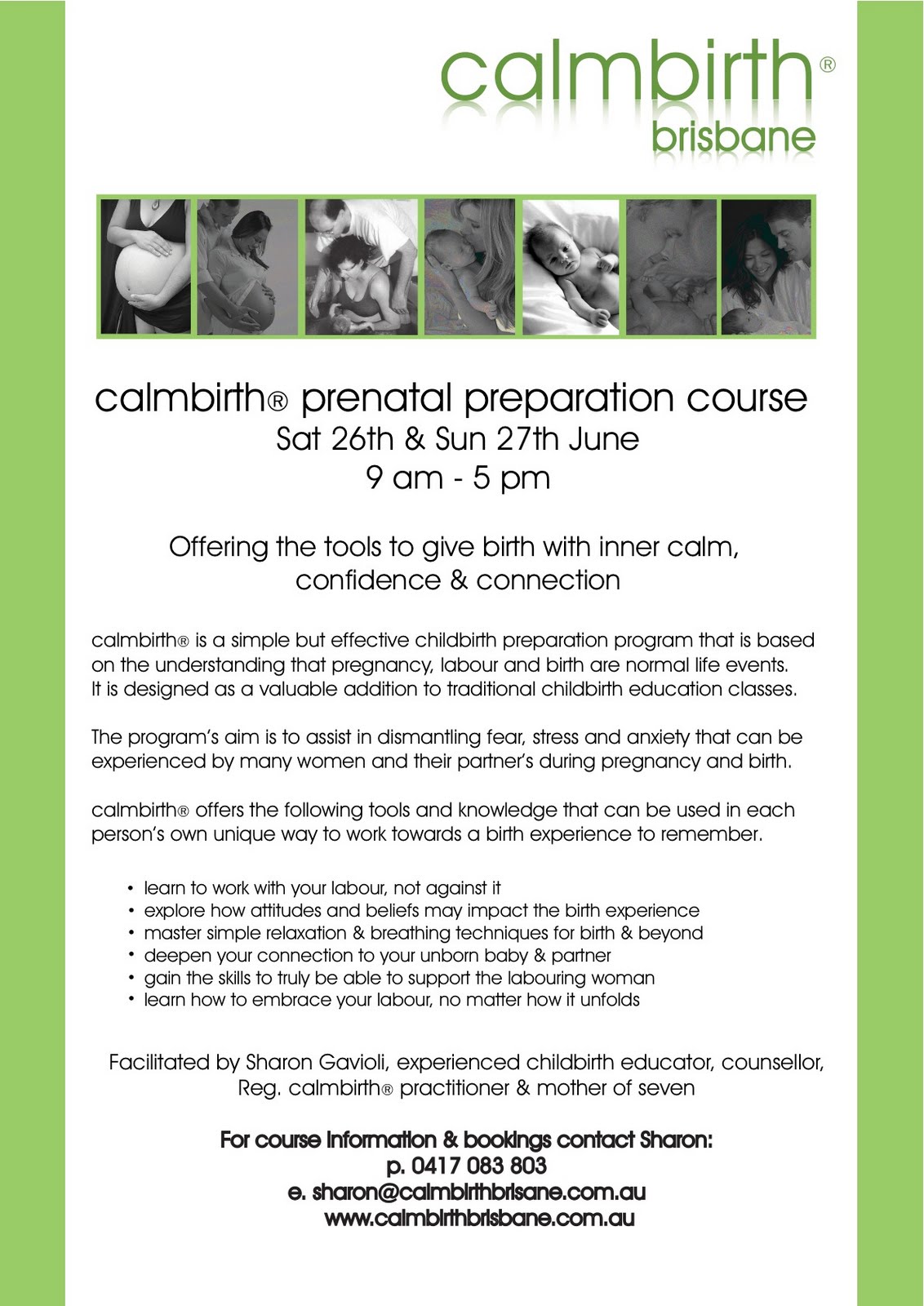 BIRTH ACTION NEWS: calmbirth® course with Sharon Gavioli in Brisbane ...
