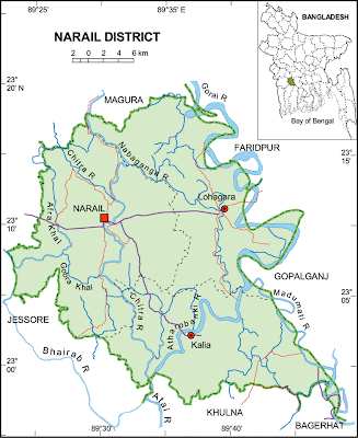 Maps of Bangladesh: Political Map of Narail District