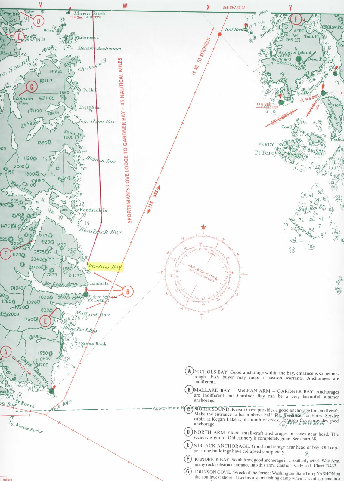 Alaska Fishing: Chart of Cape Chacon and Gardner Bay