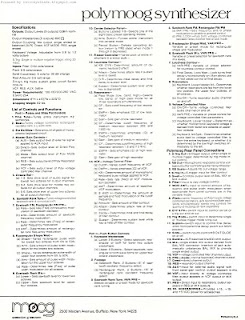 Retro Synth Ads: Moog Polymoog Synthesizer reference sheet, 1980