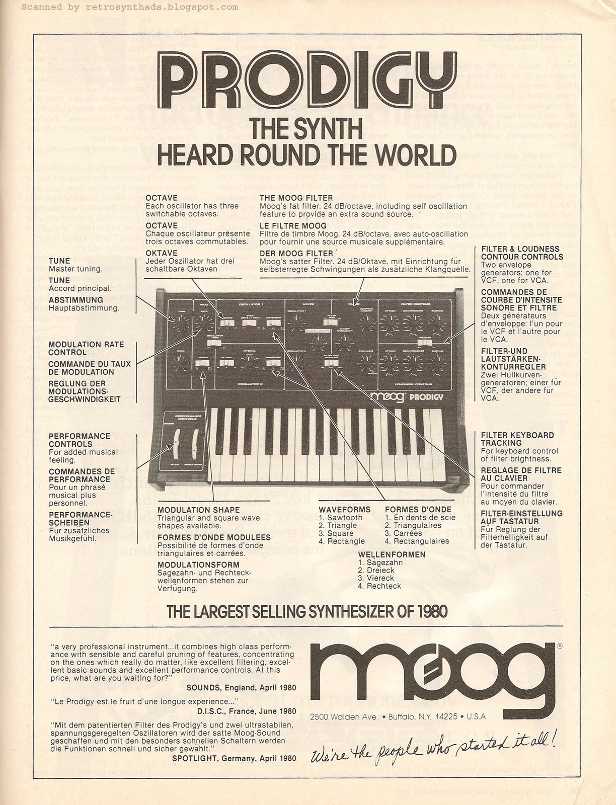 Retro Synth Ads: Moog Prodigy ad #2, Contemporary Keyboard 1980