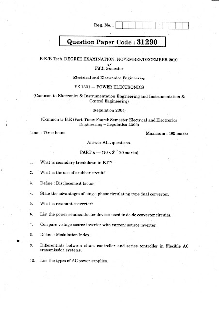 ANNA UNIVERSITY QUESTION BANK: POWER ELECTRONICS