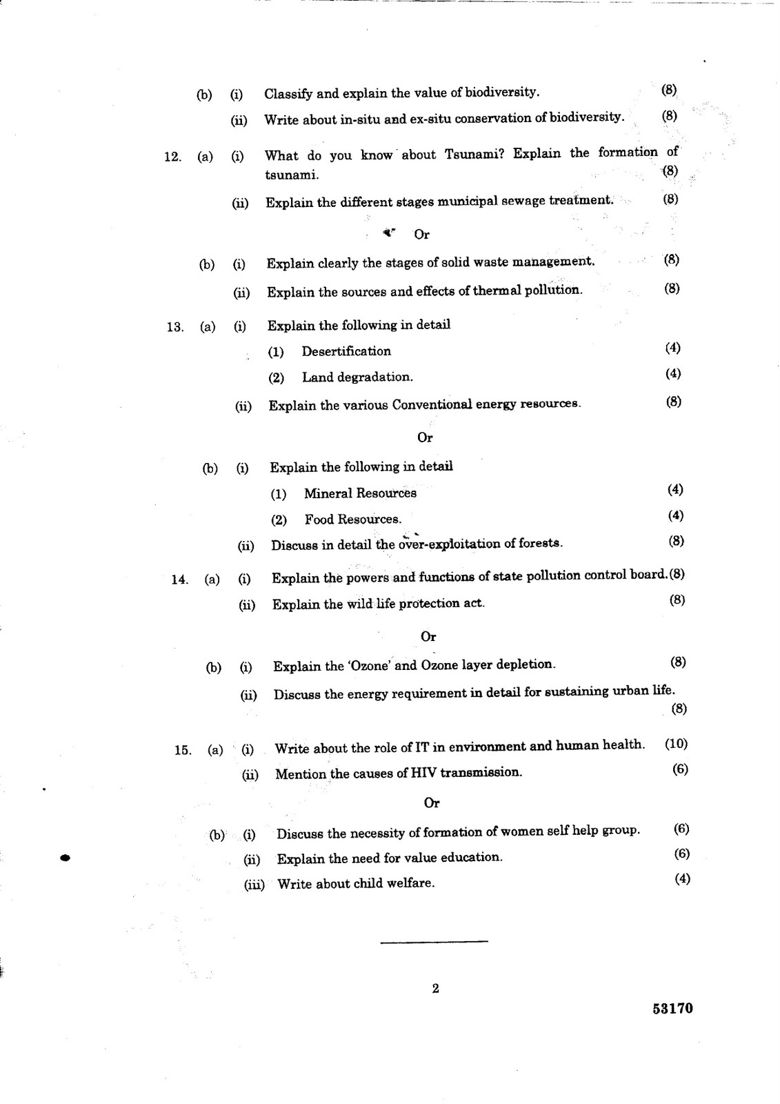 ANNA UNIVERSITY QUESTION BANK: ENVIRONMENTAL SCIENCE AND ENGINEERING