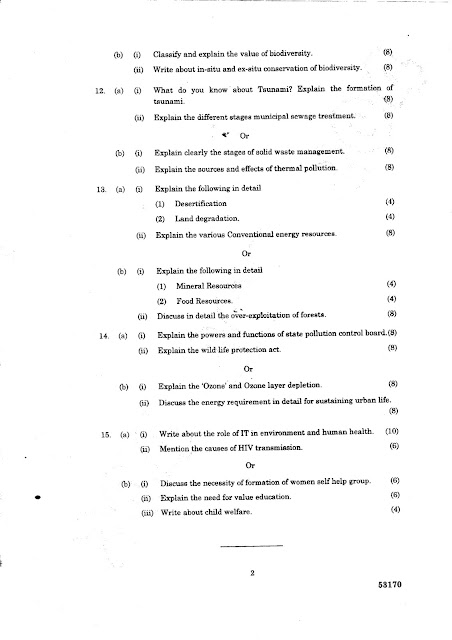 ANNA UNIVERSITY QUESTION BANK: ENVIRONMENTAL SCIENCE AND ENGINEERING