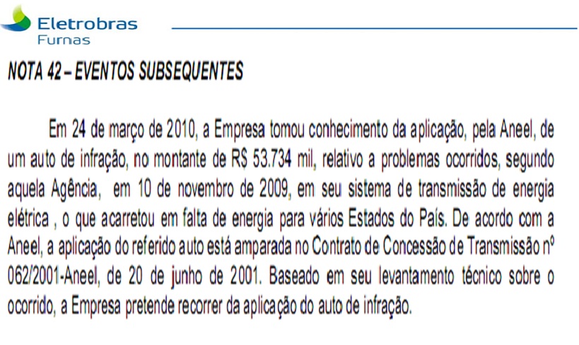 Ideias Contábeis: Eventos Subsequentes em Furnas