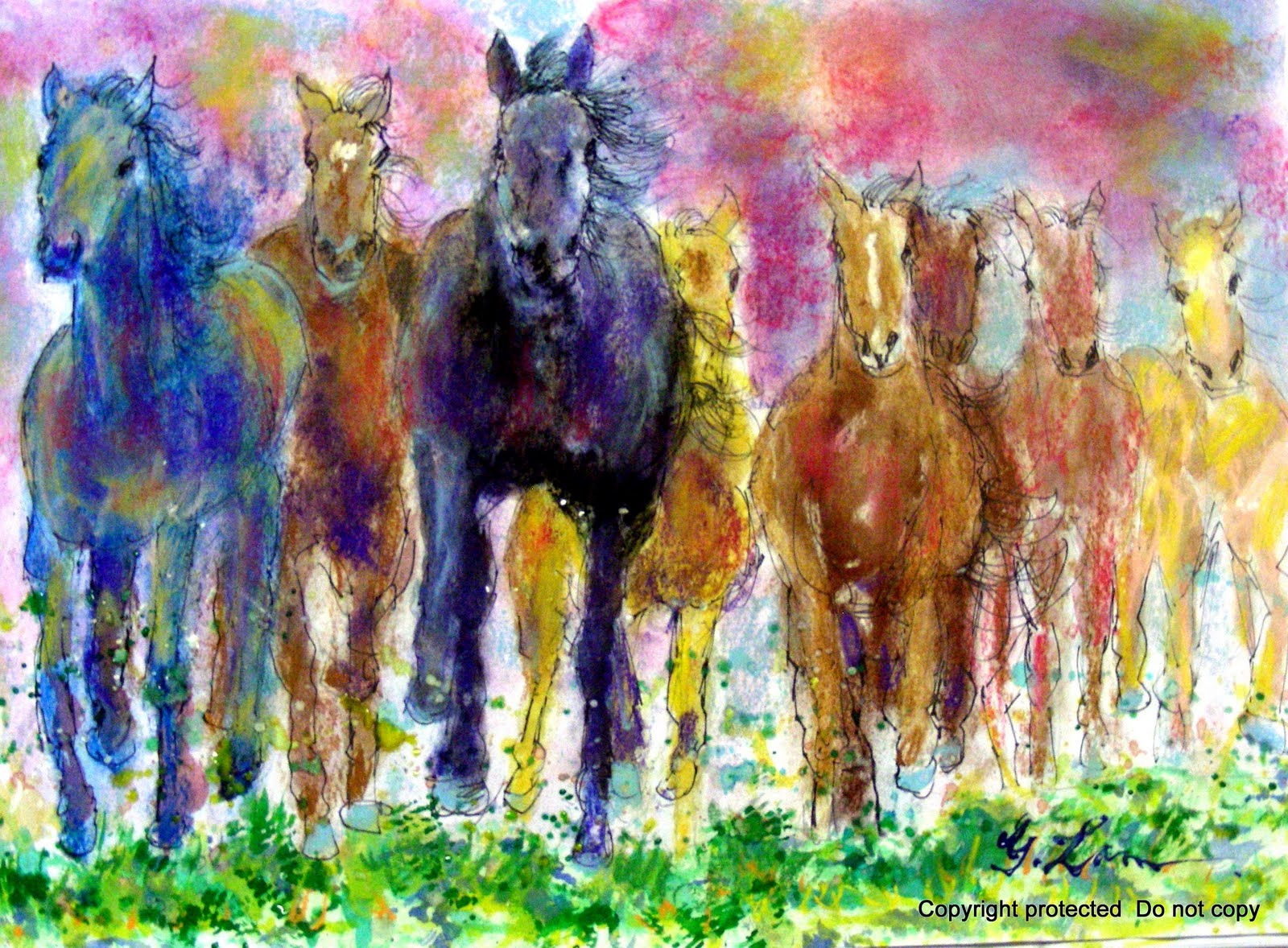 Artscanyon Gallery: Eight Lucky Running Horses