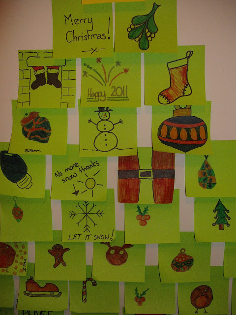 Yvonne Byatt's Family Fun: POST IT NOTE (STICKY NOTES) CHRISTMAS TREE