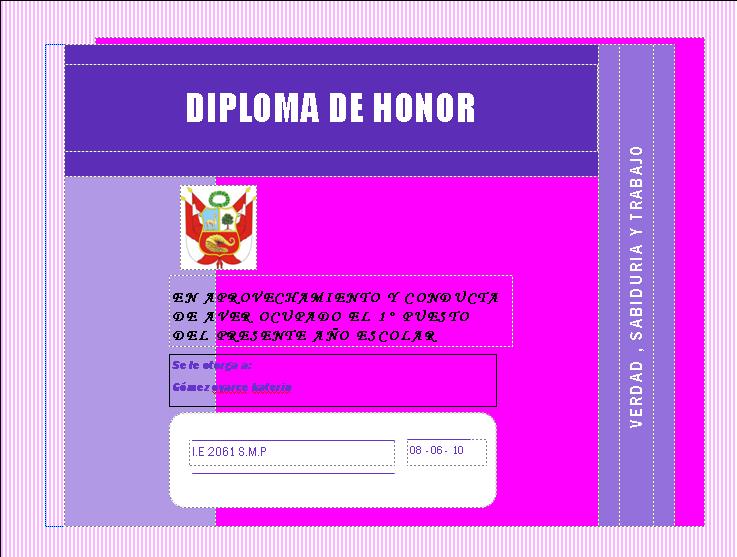 Plantillas de diplomas de honor al merito - Imagui