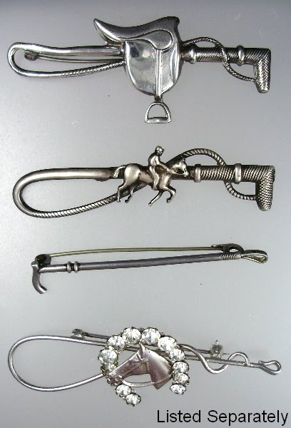 FRENCHatHEART: ENGLISH Horse Antique STOCK PINS Hallmarked Sterling SILVER