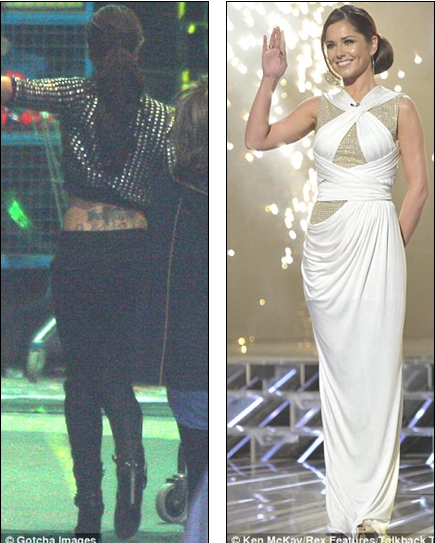 Cheryl Cole shows off another new tattoo, sprawling from her lower back ...