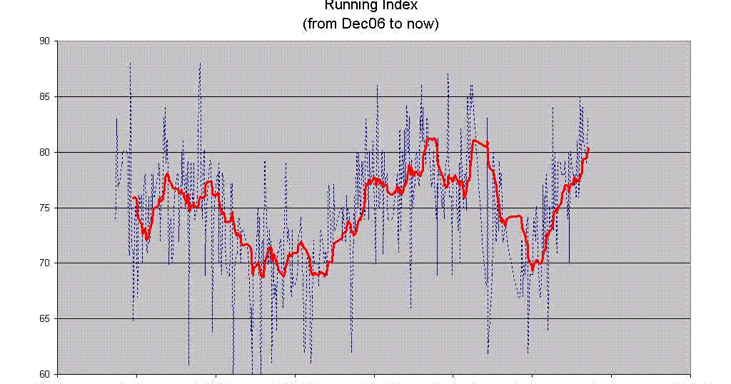 Run back by 7: Running Index / Stride Lenght charts @13August