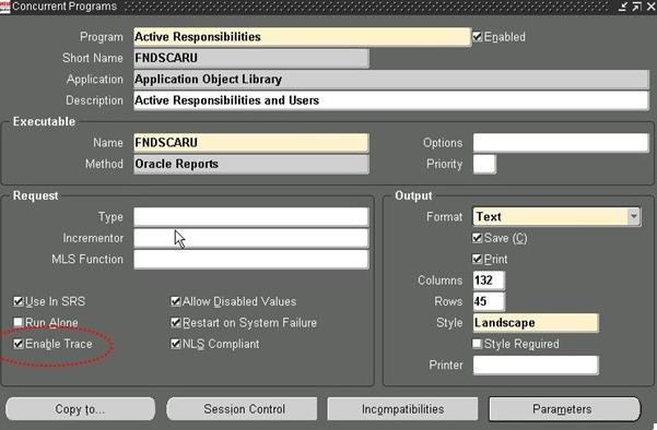 Oracle Applications DBA: How To Enable Trace to a concurrent program