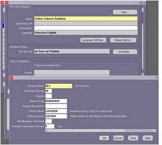 Oracle Applications DBA: Gather Schema Statistics from front-end