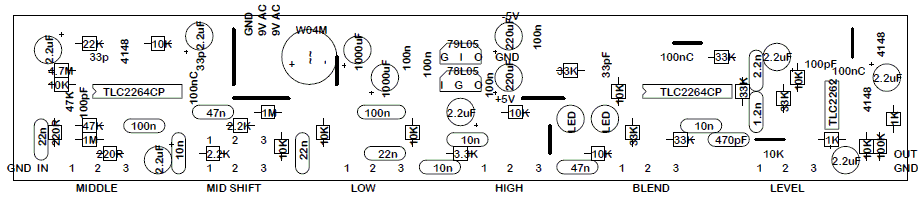 PCB layouts for diy stompboxes: Tech21 Sansamp Acoustic DI