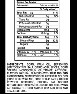 Takis Fuego Nutrition Facts Label | Besto Blog