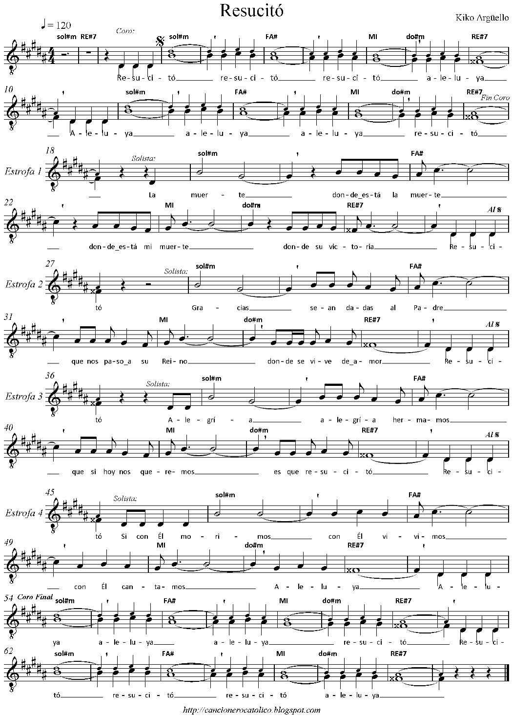 Cancionero Católico "Cantad al Señor": RESUCITO (Kiko Arguello)