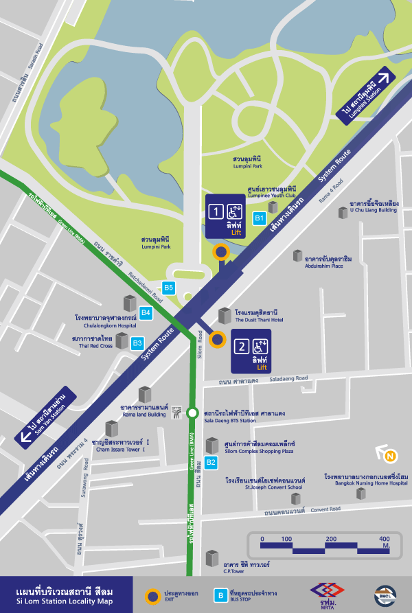 Transit Bangkok: Silom Station MRT Thailand Map