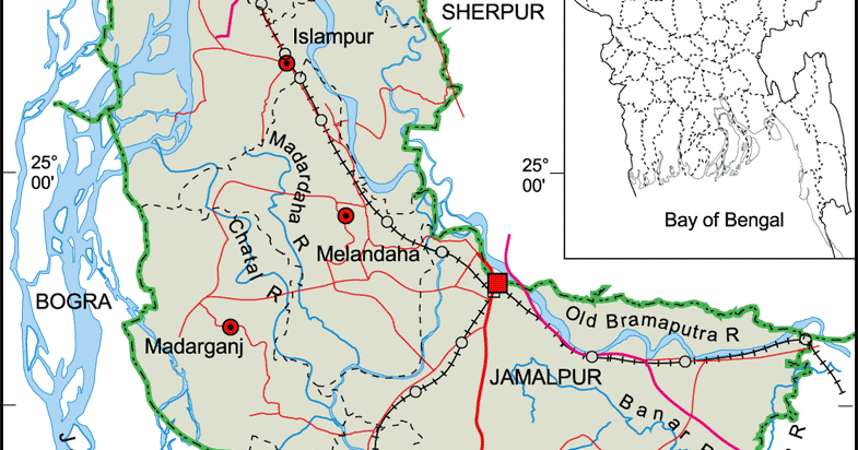 Maps of Bangladesh: Political Map of Jamalpur District