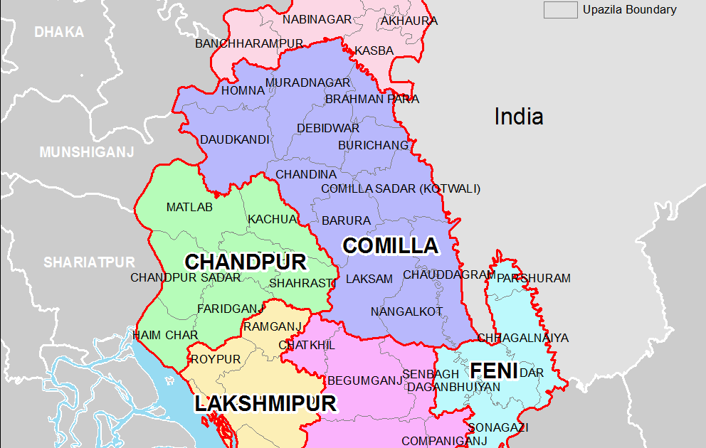 Maps of Bangladesh: Map showing Comilla, Brahmanbaria, Chandpur ...