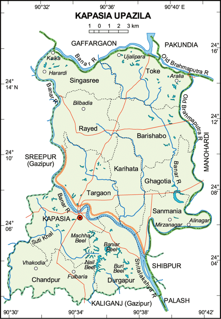 Maps of Bangladesh: Political Map of Kapasia Upazila - Gazipur District