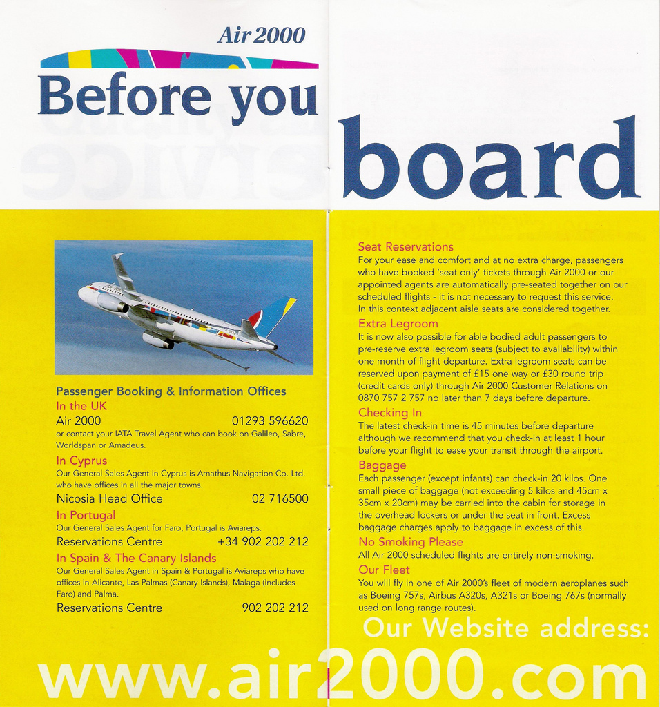 Airline memorabilia: Air 2000 (2001)
