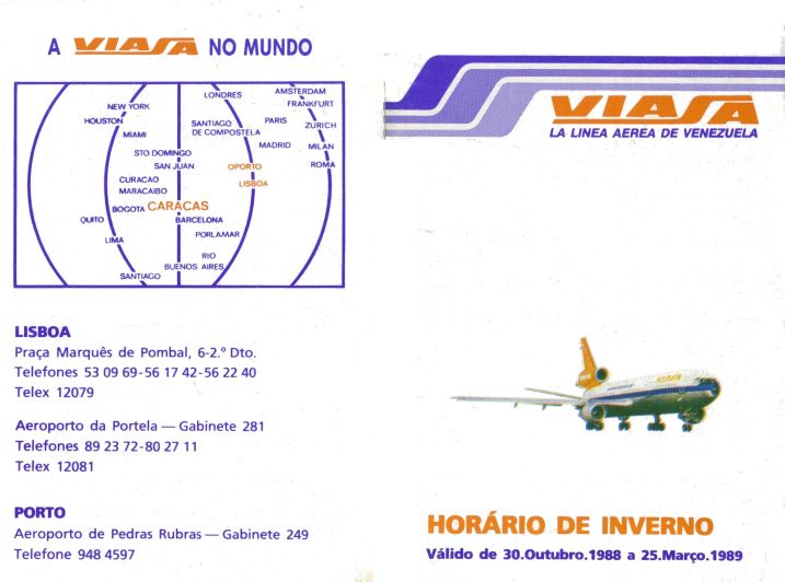 Airline memorabilia: Viasa (1989), Portugal