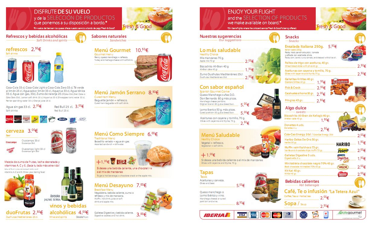 Airline memorabilia: Iberia (1959) : precios de consumiciones a bordo