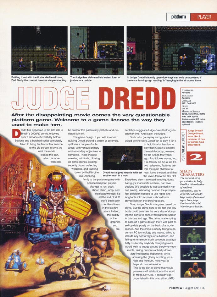 Bear Alley: Clippings: Judge Dredd: the computer game