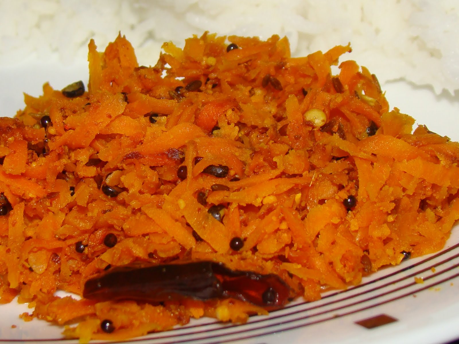 Vasavi's Recipes: Carrot Fry with Peanut Powder
