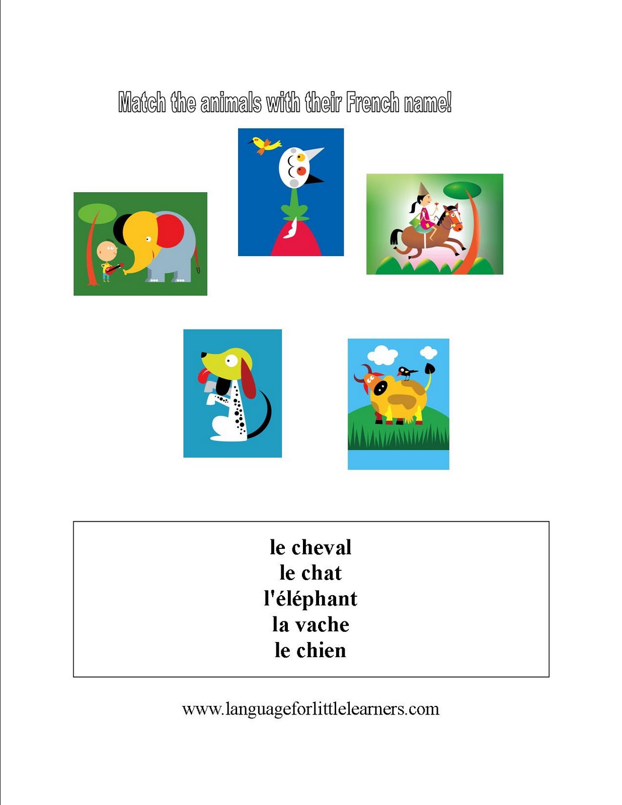 Language for Little Learners: French Animal Worksheet
