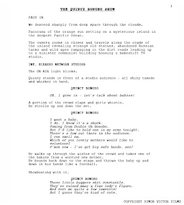 Quincy Bonobo - Gigolo Magnifico: Quincy Hosting TV Show - Sample Script