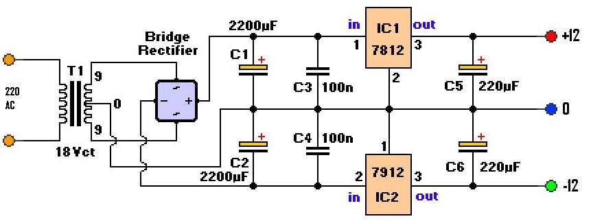 Rangkaian sederhana power supply 12 V | Media Pembelajaran Elektronika